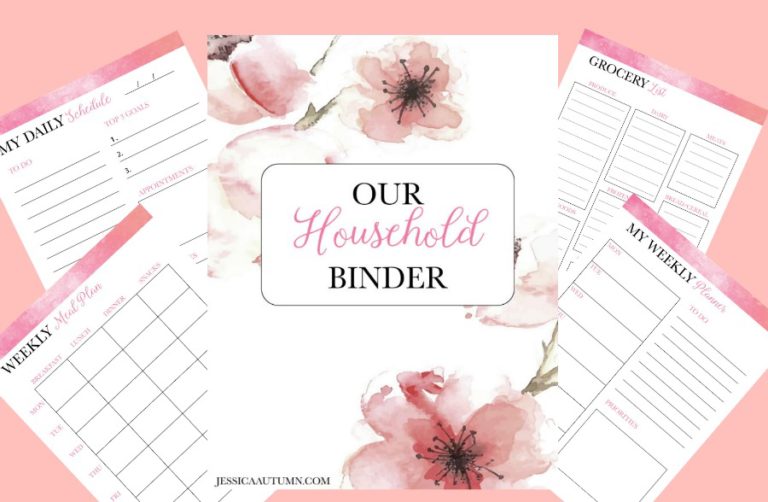 Pink Flower Household Binder Free Printables - Jessica Autumn